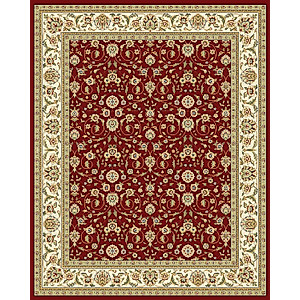 SAFAVIEH Lyndhurst Collection Area Rug - 9' x 12', Red & Ivory, Traditional Oriental Design, Non-Shedding & Easy Care, Ideal for High Traffic Areas in Living Room, Bedroom (LNH312A)