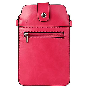 BXQ Touch Screen Crossbody Wallet Purse Compatible for iPhone 14 Pro Max/Pixel 7 Pro/Motorola Edge 30 Pro/G Power (Pink)