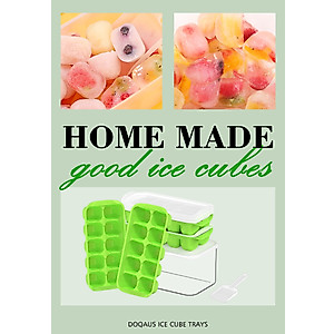 DOQAUS Ice Cube Tray with Lid and Bin, 4 Pack Ice Trays for Freezer, Easy Ice Pop Out Silicone Ice Cube Trays for Freezer with Cover, Stackable Storage Compact Ice Bucket Kits for Popsicles