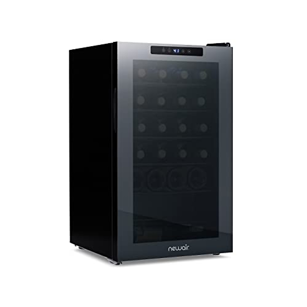 Newair 24 Bottle Wine Cooler Refrigerator | Shadow Series | Freestanding Mirrored Wine and Beverage Fridge with Double-Layer Tempered Glass Door & Compressor Cooling For Reds, Whites, & Sparkling Wine