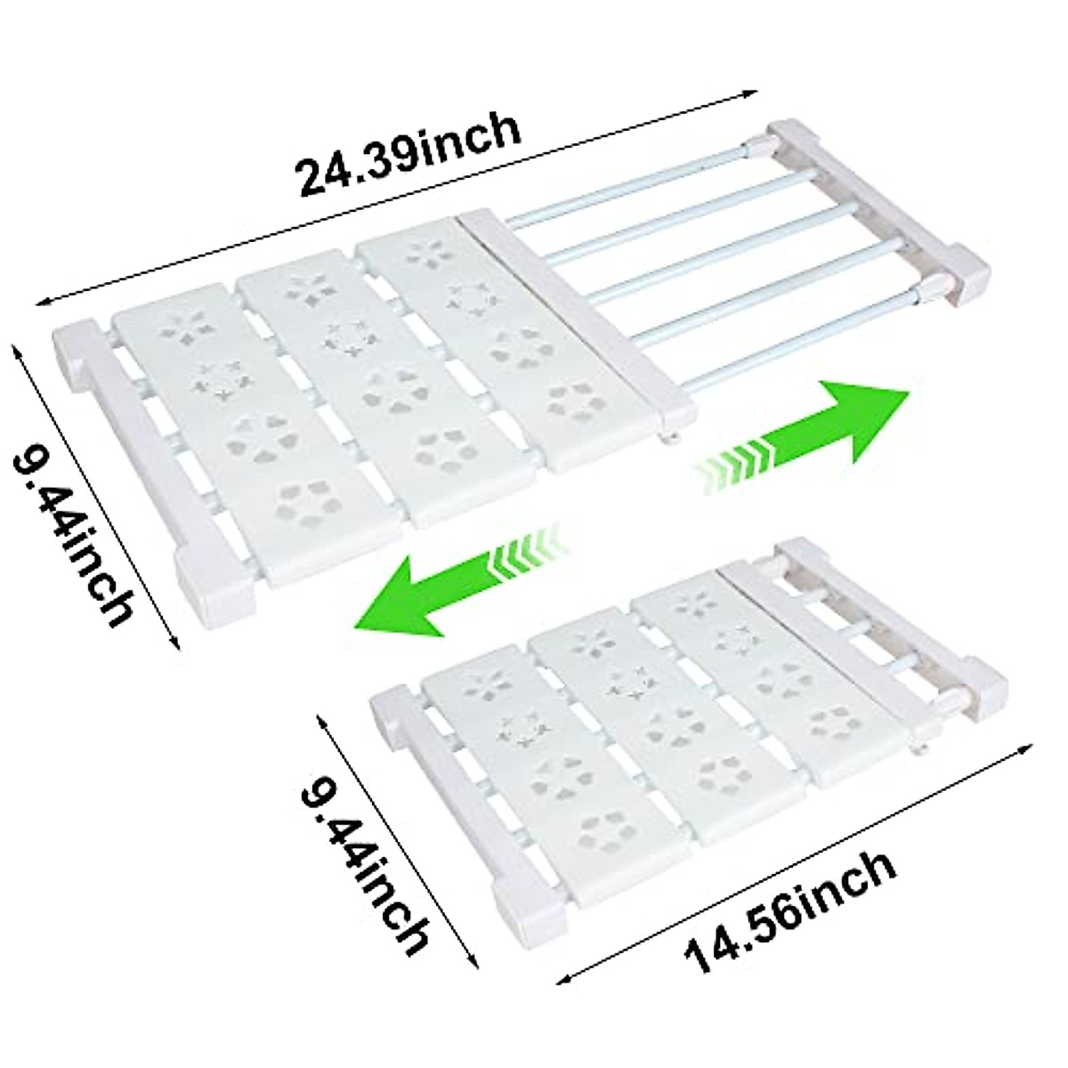 Expandable Closet Tension Shelf - Adjustable Shelves for Closet Organization Easy Installation Divider Separator Metal Tension Rod Shelf for Cabinet Kitchen Bathroom
