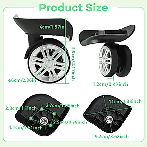 Luggage Wheels Replacement, 1 Pair Suitcase Wheels Replacement,Mute Swivel Replacement Wheels for Luggage,Spinner Luggage Replacement Wheels with 10 Screws Suitcase Accessory Wheel Width 1.2cm/0.5in