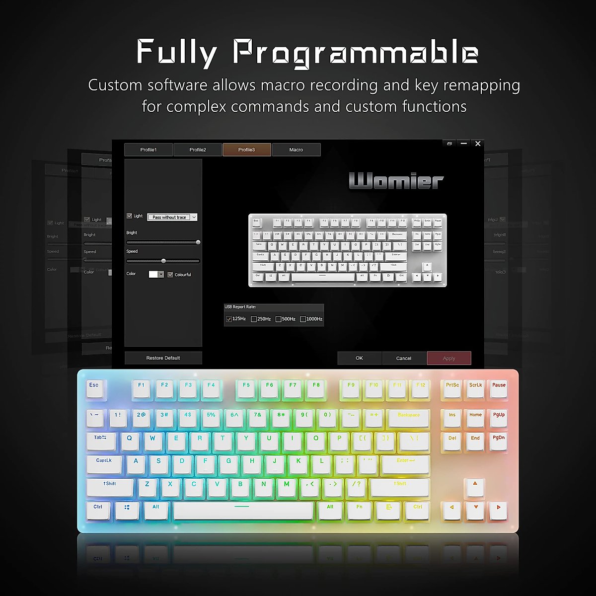 75% Keyboard - Creamy Keyboard, TKL Mechanical Gaming Keyboard, Hot Swappable Keyboard, K87 PRO with Pudding Keycaps Wired RGB Keyboard for PC PS4 Xbox - Red Switch