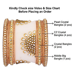 Efulgenz Traditional Indian Wedding Bangles CZ Crystal Bridal Bracelet Bangle Set for Women (Pcs)