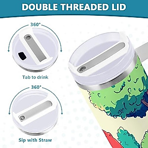 Nexawaveo Dinosaur with Boys Tumbler With Handle And Straw 30-40oz Insulated Tumbler Cups With Lid Stainless Steel for Cold Water and Drinks for School Work Sports Car Travel and Weekends