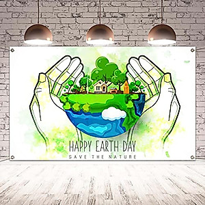 Happy Earth Day Photo Backdrop Save The Nature Banner April 22 Environmental Protection Earth Day Party Deocrations and Supplies for Home Classroom Office