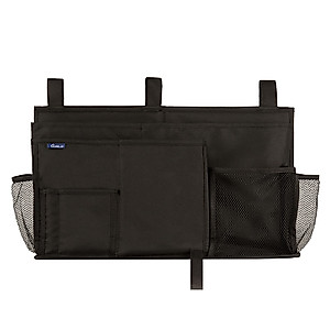 Surblue Bedside Caddy Hanging Bed Organizer Storage Bag Pocket for Bunk and Hospital Beds, College Dorm Rooms Baby Bed Rails, Camp 8 Pockets, (Large, Black)