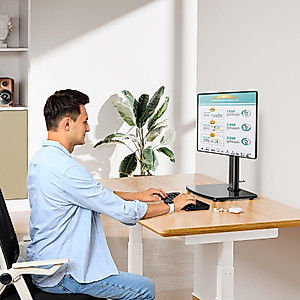 MOUNT PRO Single Monitor Stand Fits Max 32 inch Computer Screen, Free-Standing Monitor Desk Stand, Monitor Mount with Height Adjustable, Swivel, Tilt, Rotation, VESA Monitor Stand 100x100