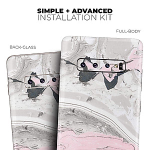 DesignSkinz Mixtured Pink and Gray Textured Marble Protective Vinyl Decal Wrap Skin Cover Compatible with The Samsung Galaxy S20 (Screen Trim & Back Glass Skin)