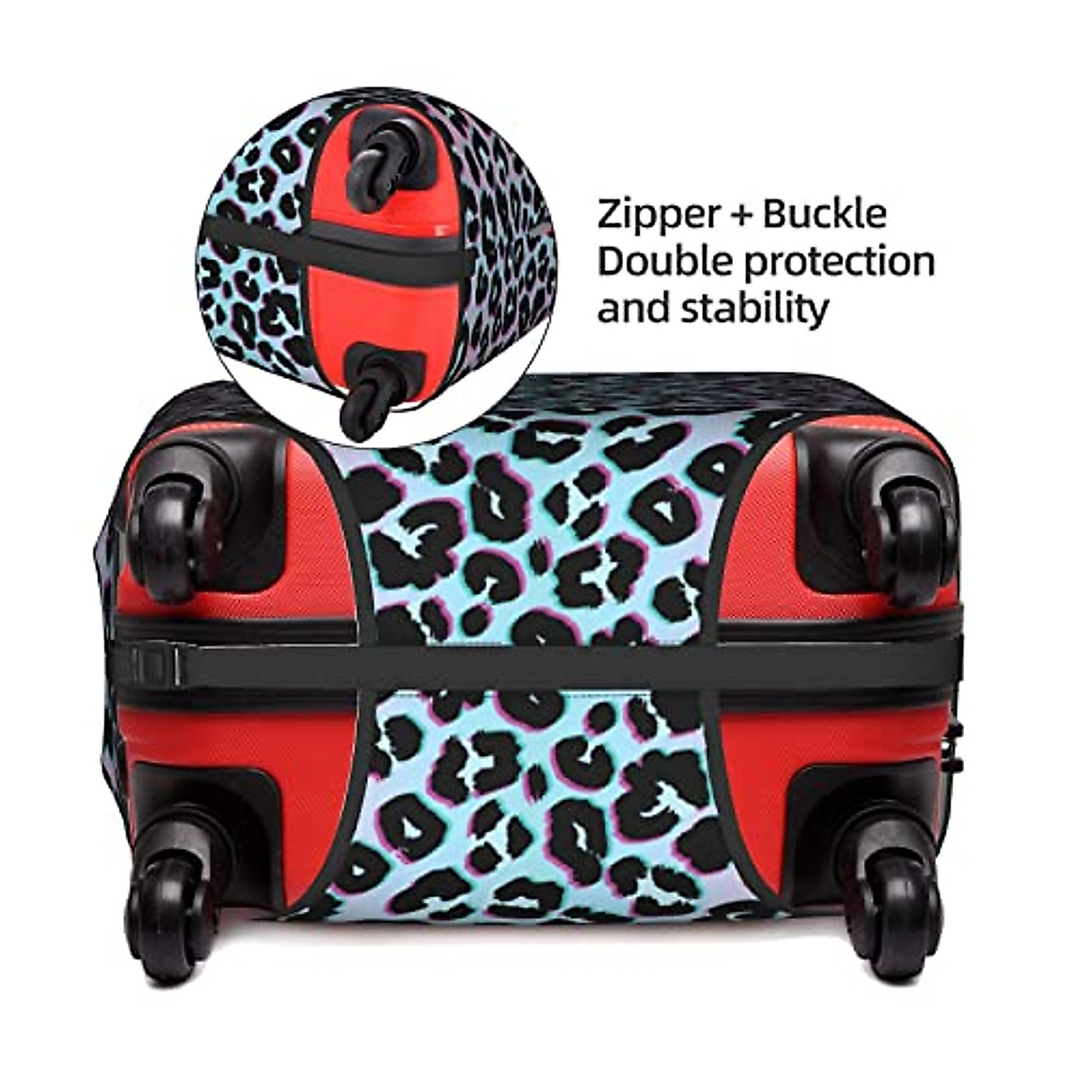 Neon Leopard Grain Luggage Cover Elastic Washable Stretch Suitcase Protector Anti-Scratch Travel Suitcase Cover for Kid and Adult XL (29-32 inch suitcase)