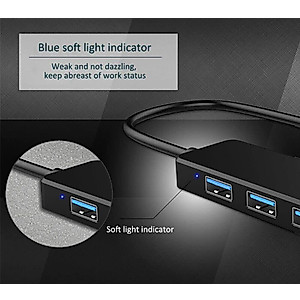 USB Hub, AKWOR 4-Port USB 3.0 Hub USB Splitter USB Expander for Laptop, Xbox, Flash Drive, HDD, Console, Printer, Camera,Keyborad, Mouse-3.3FT