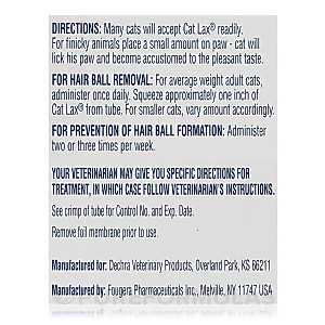 3 Pack Dechra Cat Lax Cat Hairball Remedies, 2-Ounce (Pack of 3)