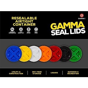 Gamma2 Seal Lid - Pet Food Storage Container Lids - Fits 3.5, 5, 6, & 7 Gallon Buckets, White, 4122E
