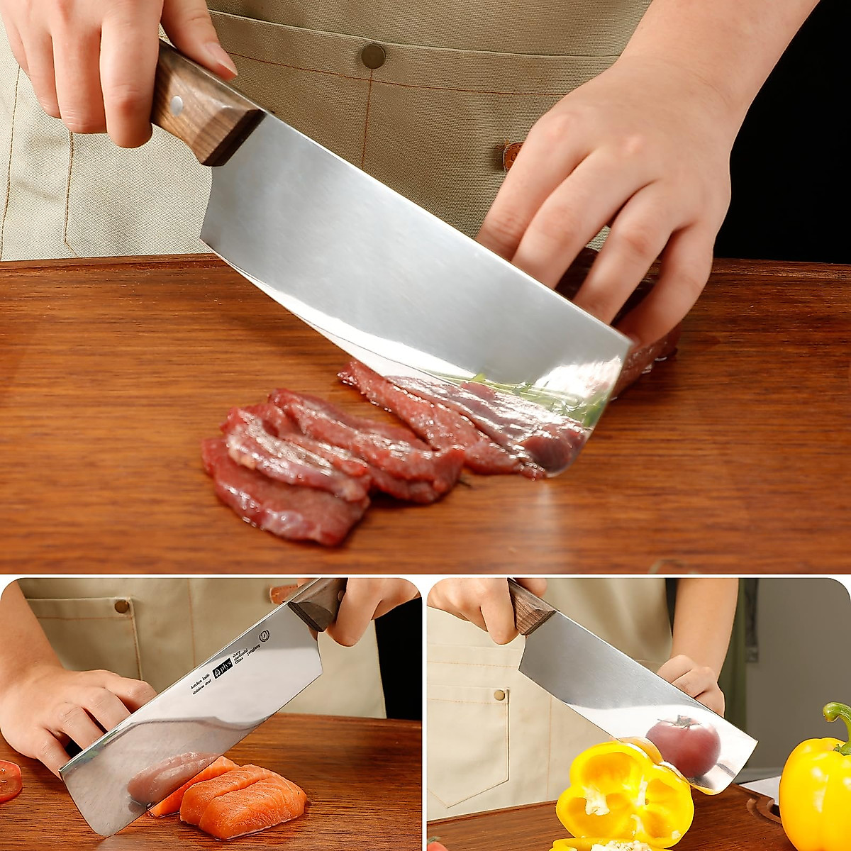 Plys Japanese Nakiri Knife Chef Knife Stainless Steel 7.2 Inch Blade for Professional and Home Kitchen,Ideal for Chopping Vegetables and Meat