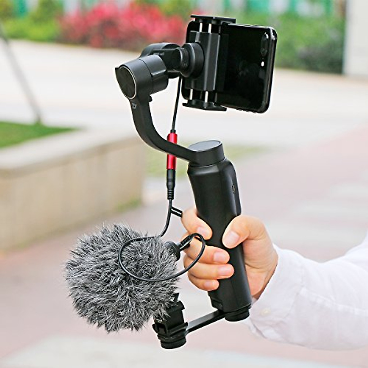 Ulanzi PT-3 Triple Cold Shoe Gimbal Microphone Mount Extenstion Bar, w 1/4 inch Adapter Video Light Microphone Mount Compatible for DJI OM 4/OSMO Mobile3/Zhiyun Smooth q 4/Feiyu Gimbal Stabilizer