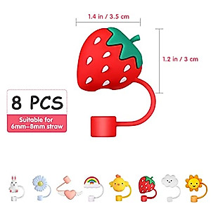 8 Pieces Straw Covers Cap, Silicone Straw Covers, Straw Covers Cloud, Straw Covers Cap For Stanley Cup, Patterned Straw Cover, Stanley Straw Cover, (6-8 mm / 0.24-0.32 inch)