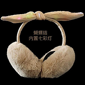 Felice Ann Women Sequins Bowknot Winter Warm Faux Fur Plush Earmuffs Foldable Ear Muffs Ear Warmers