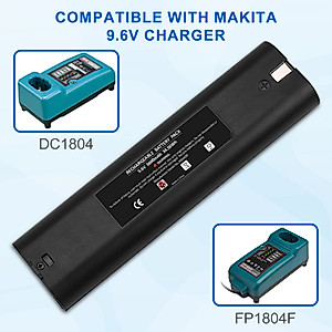 Upgraded to 3600mAh 9.6V Replacement Battery Compatible with Makita 9.6V Battery Ni-Mh 9000 Battery 9001 9002 9033 9600 96003 191681-2 632007-4 6096D 6093D DA391D 6095D Cordless Power Tools - 2 Pack