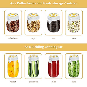 Airtight Glass Coffee Canister,Airtight Glass Jars,Glass Fermentation Jar Pickle Jar,Wide Mouth Jar with One-way Venting Lid for Canning Cereal,Spice,Sugar,Fermenting,Pickling Cucumber,Fluid Ounce 25