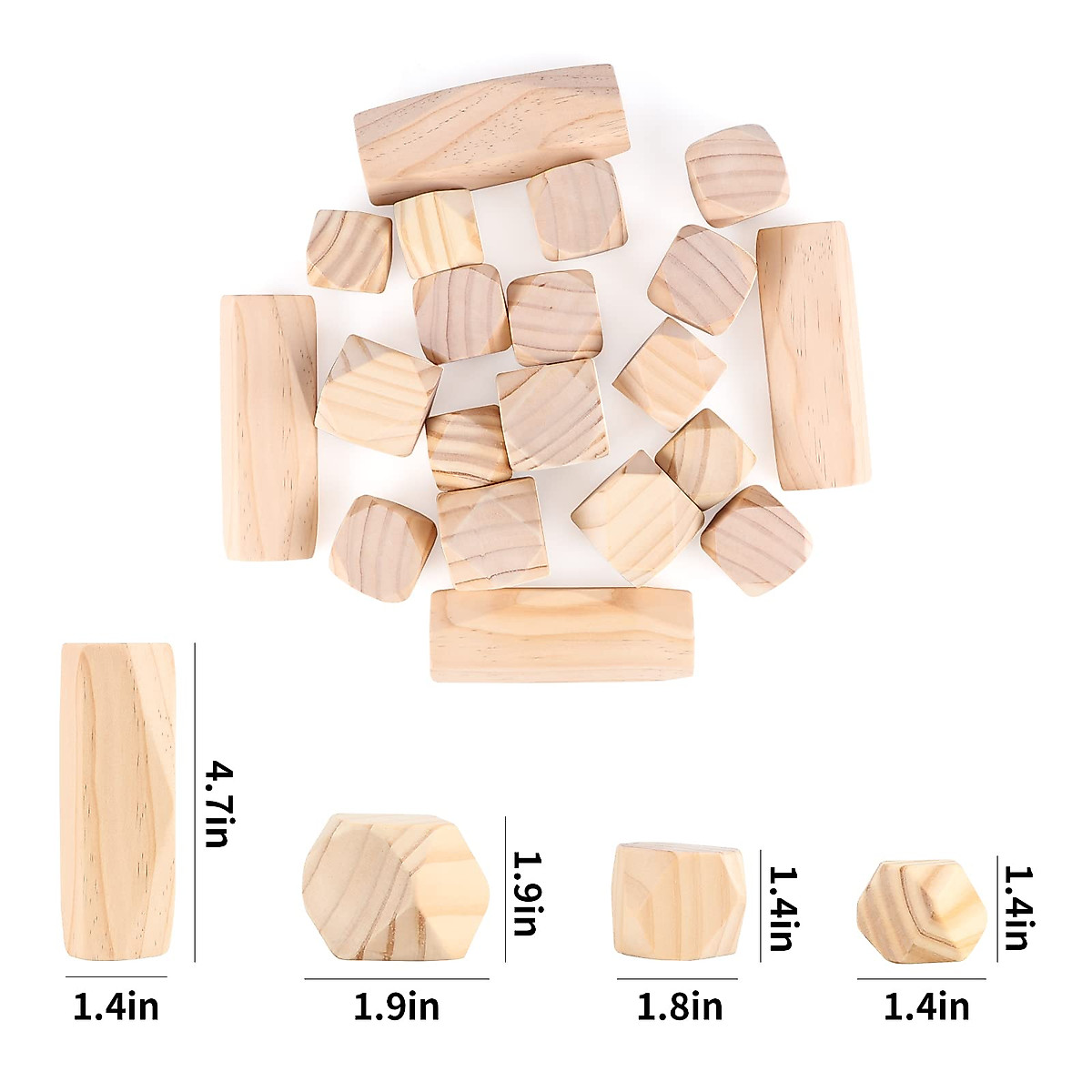 FOPNETS Wooden Sorting Stacking Balancing Stones 20 PCS Natural Wood Rock Set Educational Preschool Learning Toys Large Small Building Blocks Game Stones Lightweight Set for Kids 3 Years Old