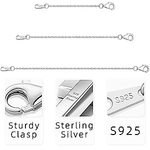 925 Sterling Silver Necklace Extender Sterling Silver Necklace Chain Extenders for Necklaces 2", 3", 4" Inches