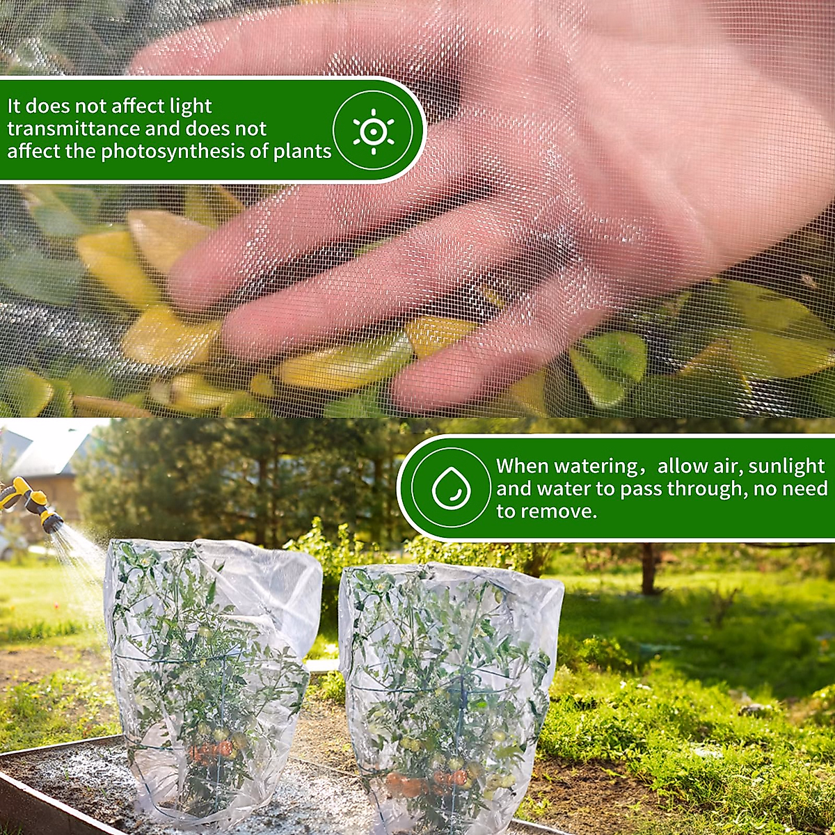 KEOHOLI Large 2 Packs Fruit Tree Netting Bags with Zipper and Drawstring, Insect Bird Barrier Netting Plant Covers for Fruit Vegetable Trees, Bushes,Flower in Garden (8 * 8ft)