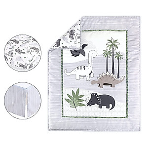 The Peanutshell Dinosaur Crib Bedding Set - 5 Piece Collection - Crib Comforter, Crib Skirt, 3 Fitted Crib Sheets