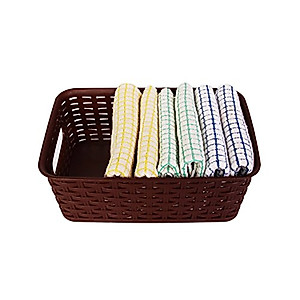 YBM Home Medium Plastic Rattan Storage Box Basket Organizer, Small - Brown - 1 Pack
