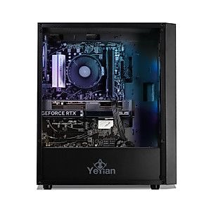 YEYIAN Yumi Gaming PC Desktop, AMD Ryzen 5 5600X 4.6 GHz, Nvidia RTX 4060 8GB, 1TB NVMe SSD, 16GB DDR4 3200MHz, 650W Gold PSU, ARGB Fans, AC WiFi & Win 11 Home