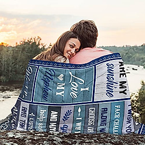 Sqovulw Nephew Gifts from Auntie Uncle Gifts for Nephew Gifts for Fathers Day Blanket Birthday Graduation Gift 2023 for Him to My Nephew Throw Blanket 60X50 Inch