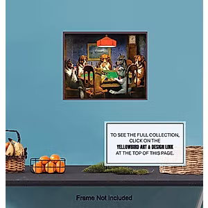 Dogs Playing Cards - Unframed Wall Art Print - Great Home Decor for Game Room or Man Cave - Awesome Gift For Animal Lovers - Ready to Frame (8X10) Photo