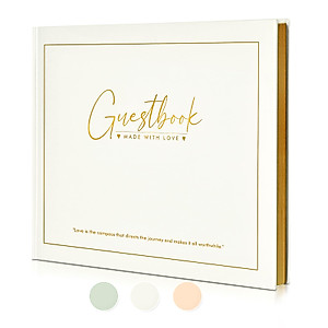 Jowaia Wedding Guest Book - Guest Book for Wedding Reception, Baby Shower, Birthday, Anniversary and Special Day - Registry Guestbook for Guests to Sign in and Add Photos with 110 Lined Pages (Cream)