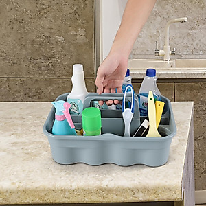 Zopnny Multiuse Caddy Organizer with Handle, Plastic Shower Caddy Basket, Divided Storage Tote Holder for Bathroom, Shower, Cleaning, Kitchen, Office, Dorm (6-Pack)