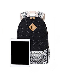 Canvas Dot Backpack Cute Lightweight Teen Girls Backpacks School Shoulder Bags Backpack 4pcs