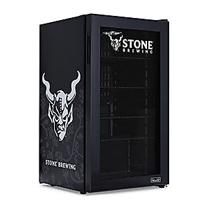 NewAir Beverage Refrigerator Cooler with 126 Can Capacity - Mini Bar Beer Fridge with Right Hinge Glass Door - Cools to 37F - Stone Brewing