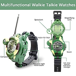 Walkie Talkies Watch, Spy Watch Army Toys for Kids Age 8-12, 7 in 1 Digital Watch Walkie Talkies, Two-Way Long Range Transceiver with Flashlight, Cool Spy Gadgets for Boy Girls