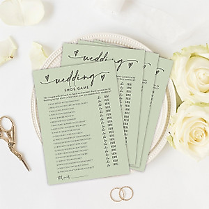 30 Pcs Bridal Shower Game Cards, Wedding Shoe Game, Minimalism Fill In Style Game Cards For Mr & Mrs, Engagement Party, Wedding, Newlyweds Party Supplies(Green) - B04
