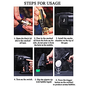 Q-FFL Smoke Generator Tool, Handheld Smoked Bubble Gun, No Open Flame Required, Smoking Gun, Kitchen Food Smoker, multi-colored