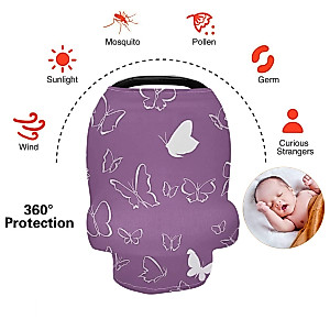Nursing Cover Breastfeeding Scarf Silhouettes Butterflies - Baby Car Seat Covers, Stroller Cover, Carseat Canopy (801i)