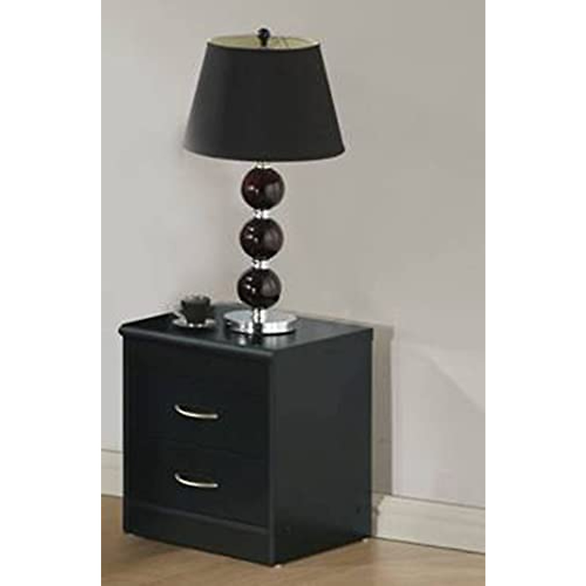 Hodedah 2 Drawer Nightstand, Black, 21.65 in x 48.03 in x 72.83 in