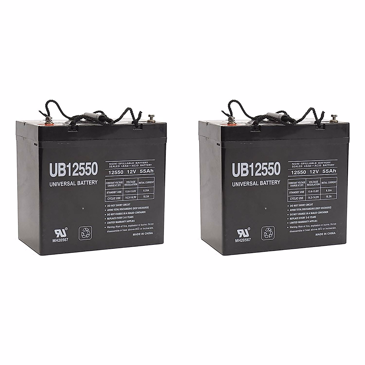 UPG UB12550 12V 55AH Internal Thread Battery for Tuffcare BX 6000, 6500-2 Pack