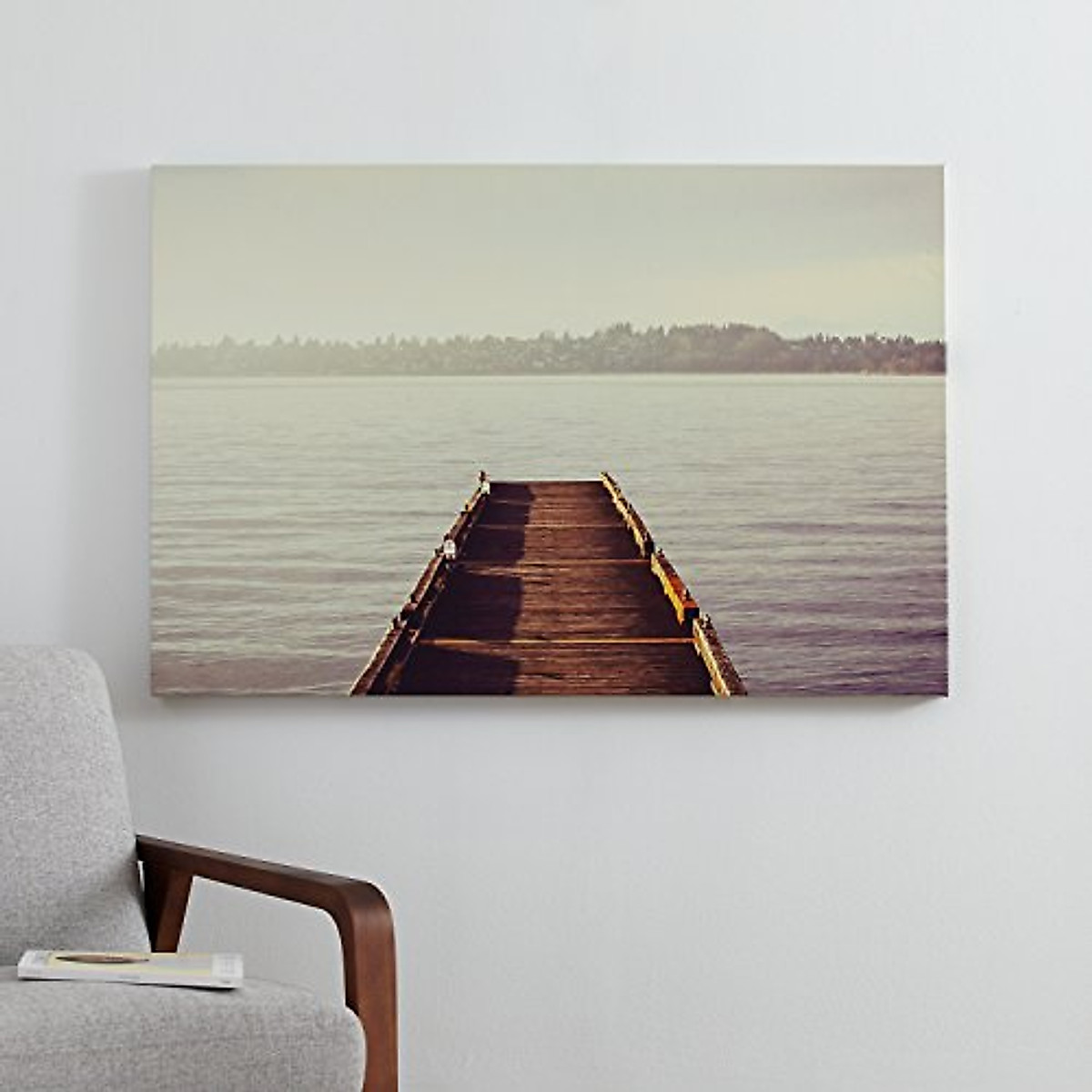 Amazon Brand – Rivet Wooden Dock at The Lake Canvas Print Wall Art, 45" x 30"