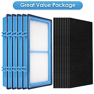 (15 Pack) AER1 Filter 5 HEPA Filters + 10 Carbon Booster Filters Compatible With Holmes AER1 Type Total Air Filter, HAPF30AT And HAP242-NUC, Replacement HEPA Filter Kit