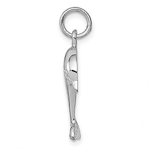 IceCarats 14K White Gold Sea Dolphin Necklace Ocean Fish Pendant Summer Beach Nautical Charm 27mm x 15mm Only