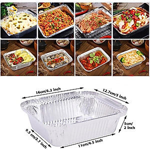 sengcou 50 Pack Aluminum Pans with Lids for Thanksgiving Aluminum Food Containers Storage for Thanksgiving Baking Roasting Meal Prep Thanksgiving Party Holidays BBQ, 6.5 x 5 Inch