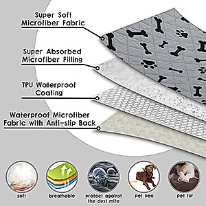 nanbowang Dog Crate Pee Pads - Wahable Dog Rugs Non-Slip Puppy Pads for Small Dogs, Water Absorb Training Pads(1824 Gray)