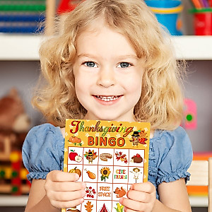 Fancy Land Thanksgiving Bingo Game 24 Players for Kids Holiday Party Craft Supplies