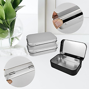 QIANCAIWANG 2 Pack Metal Box, Rectangular Tins Box Containers, Storage Box, Small Box with Lids for Tobacco, Cigarettes, Candy, Jewelry (Black)