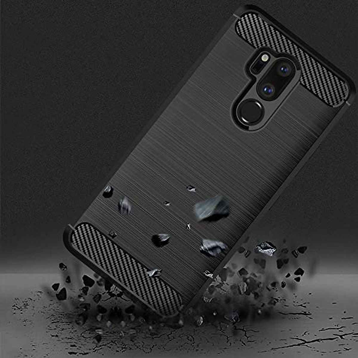 KEEPCA for LG G7 ThinQ Case,LG G7 Phone case,Slim Thin Soft Flexible TPU Rubber Gel Silicone Anti-Scratch Shockproof Carbon Fiber Protective Cases Cover for LG G7 ThinQ,Brushed Black
