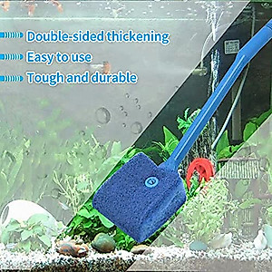 Meiyiu Algae Cleaning Brush Fish Tank Double-Sided Sponge Brush Cleaner Long Handle Fish Tank Scrubber for Home Kitchen Cleaning Brush (Long Handle Green *2+Short Handle Green*2)